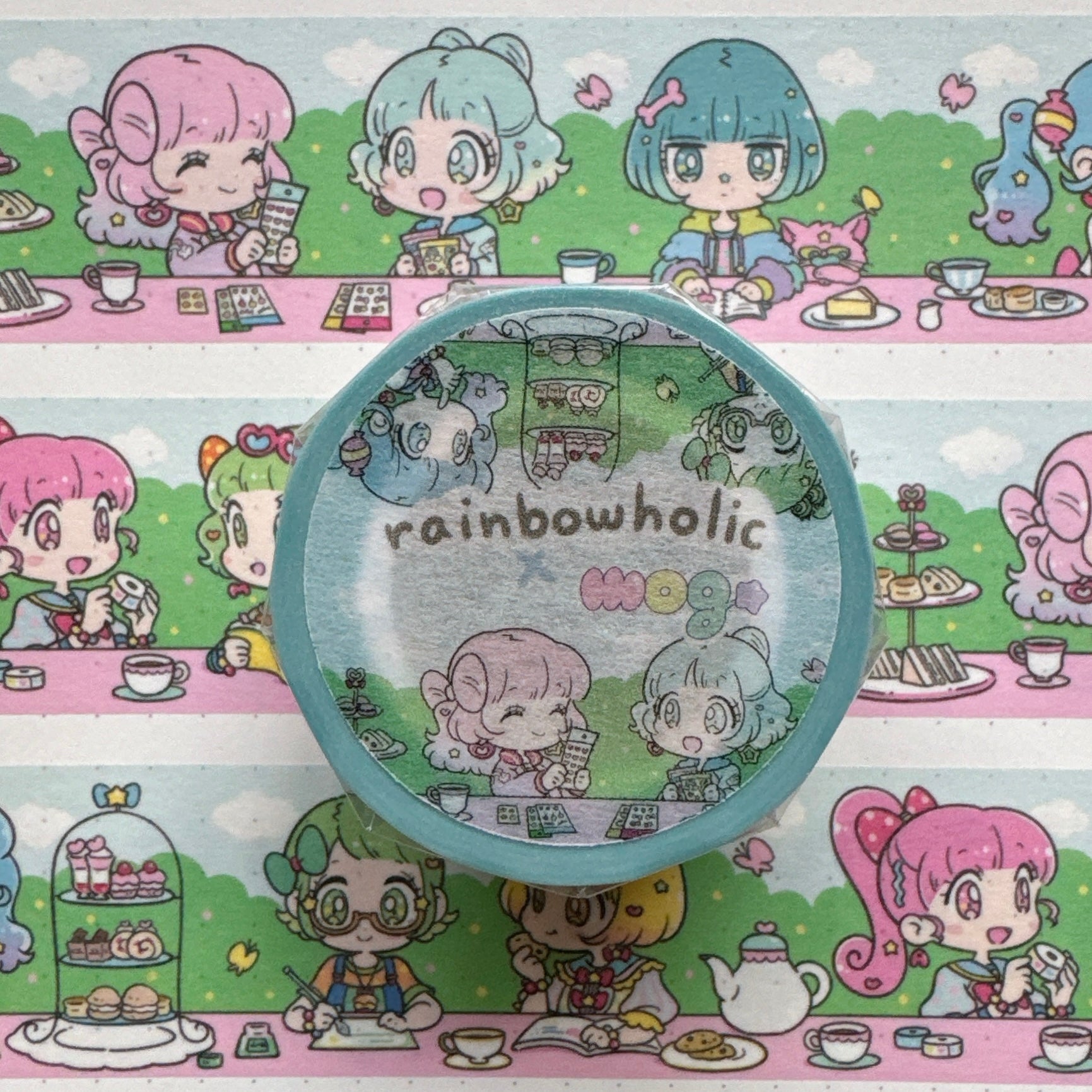 (MT099) Rainbowholic x mog Stationery Tea Party 3cm Washi Tape ...