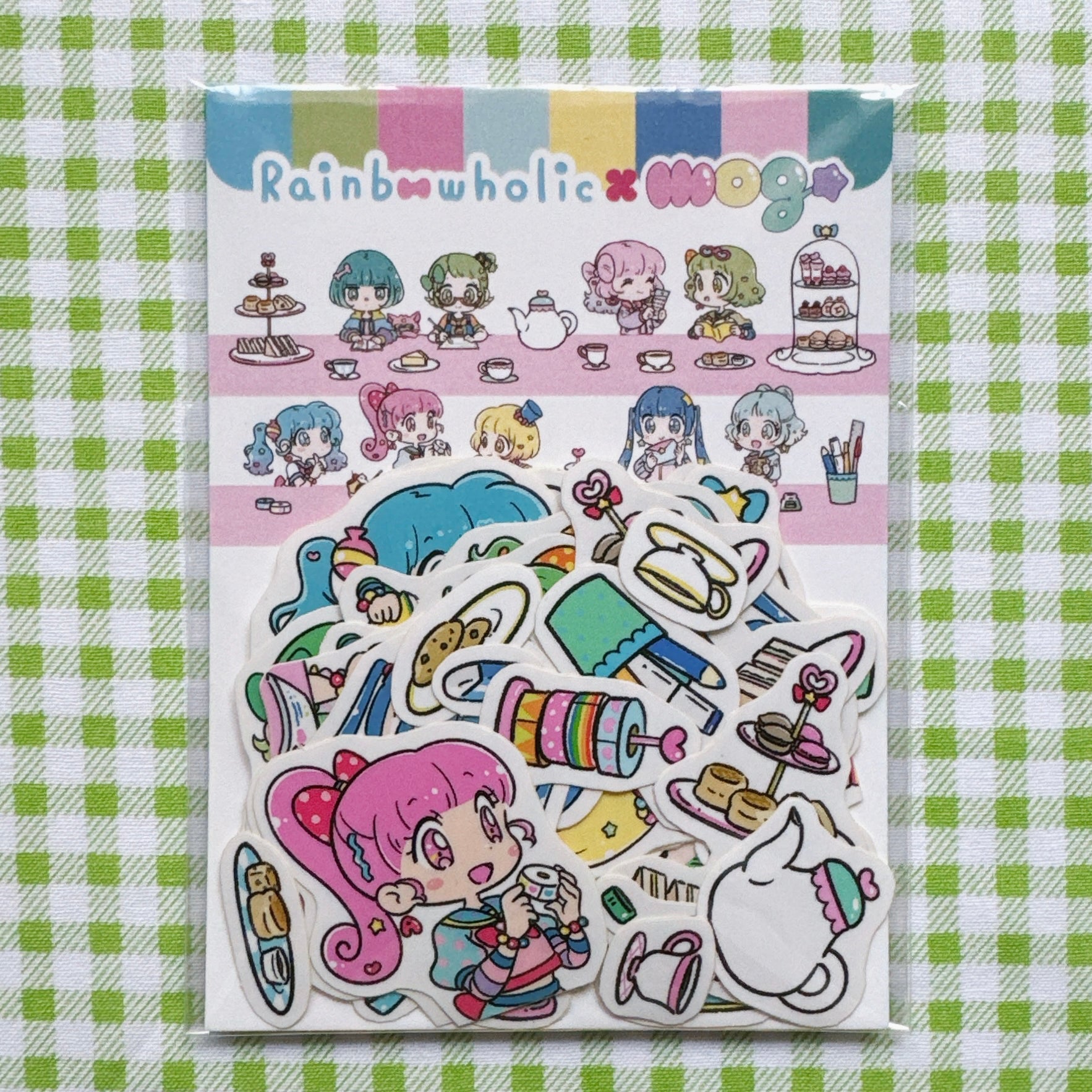 (FS012) Rainbowholic x mog Stationery Tea Party Flake Seal ...